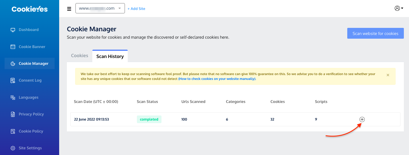 Complete Website Scanning - CookieYes