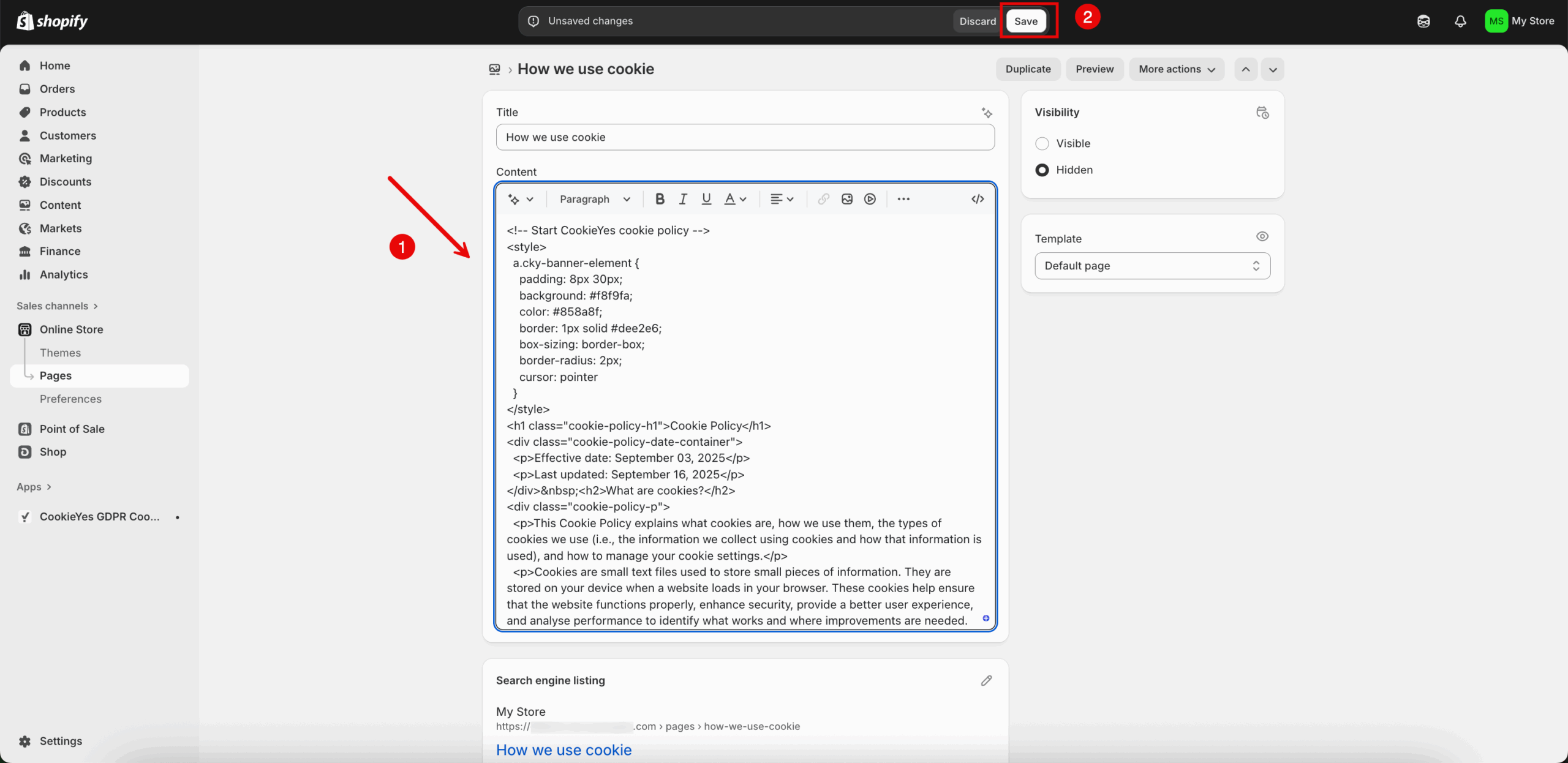 How to Add a Cookie Policy to Shopify - CookieYes