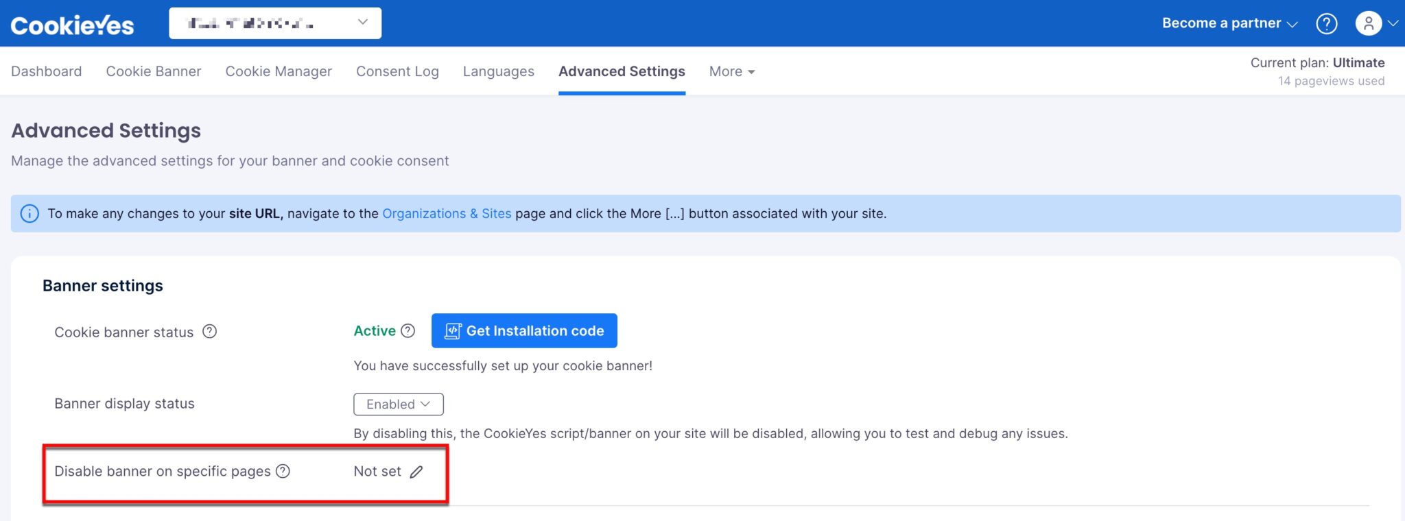 How can I Disable the Banner on Specific Pages? - CookieYes