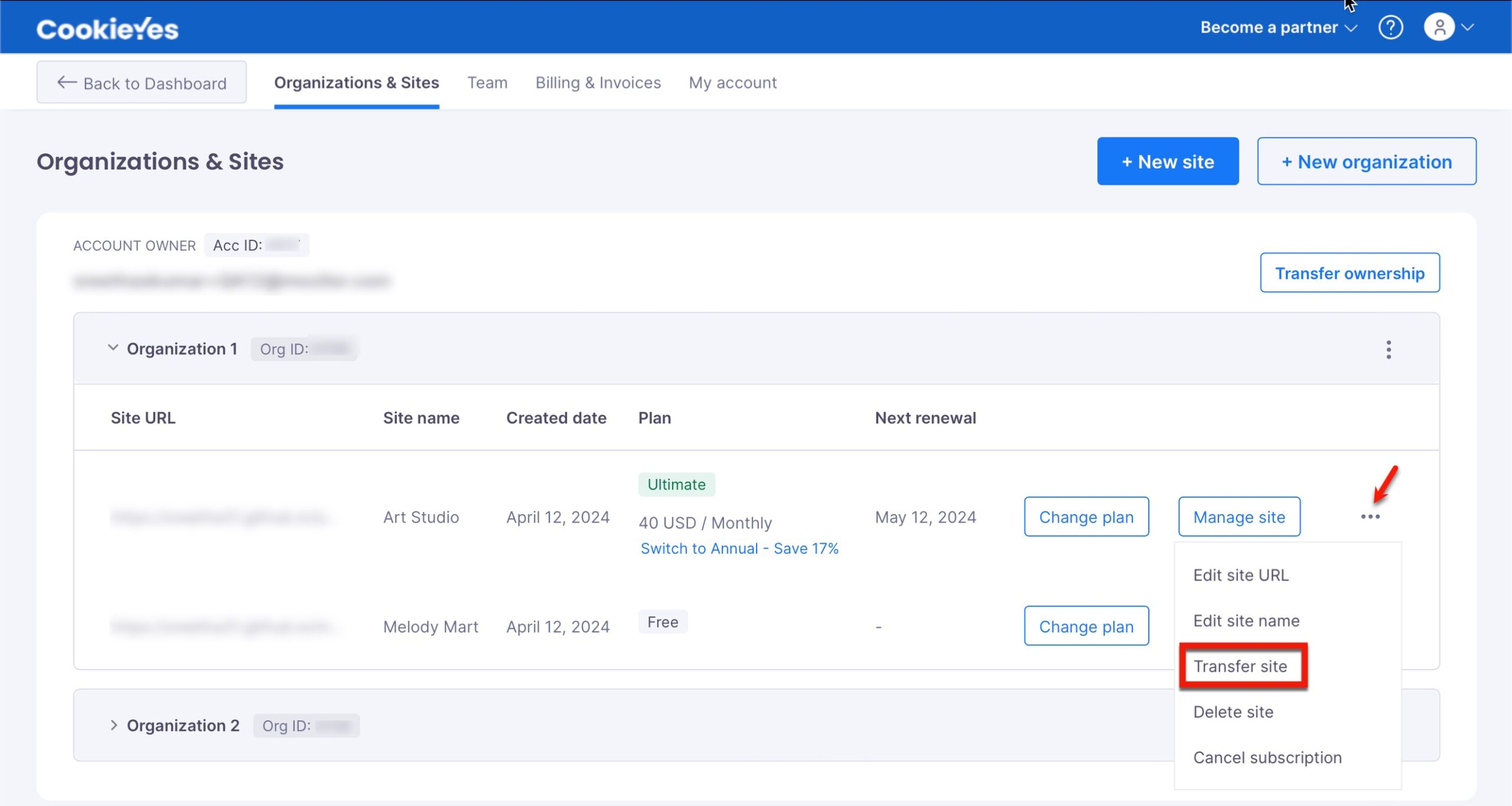 How to Transfer a Site? - CookieYes