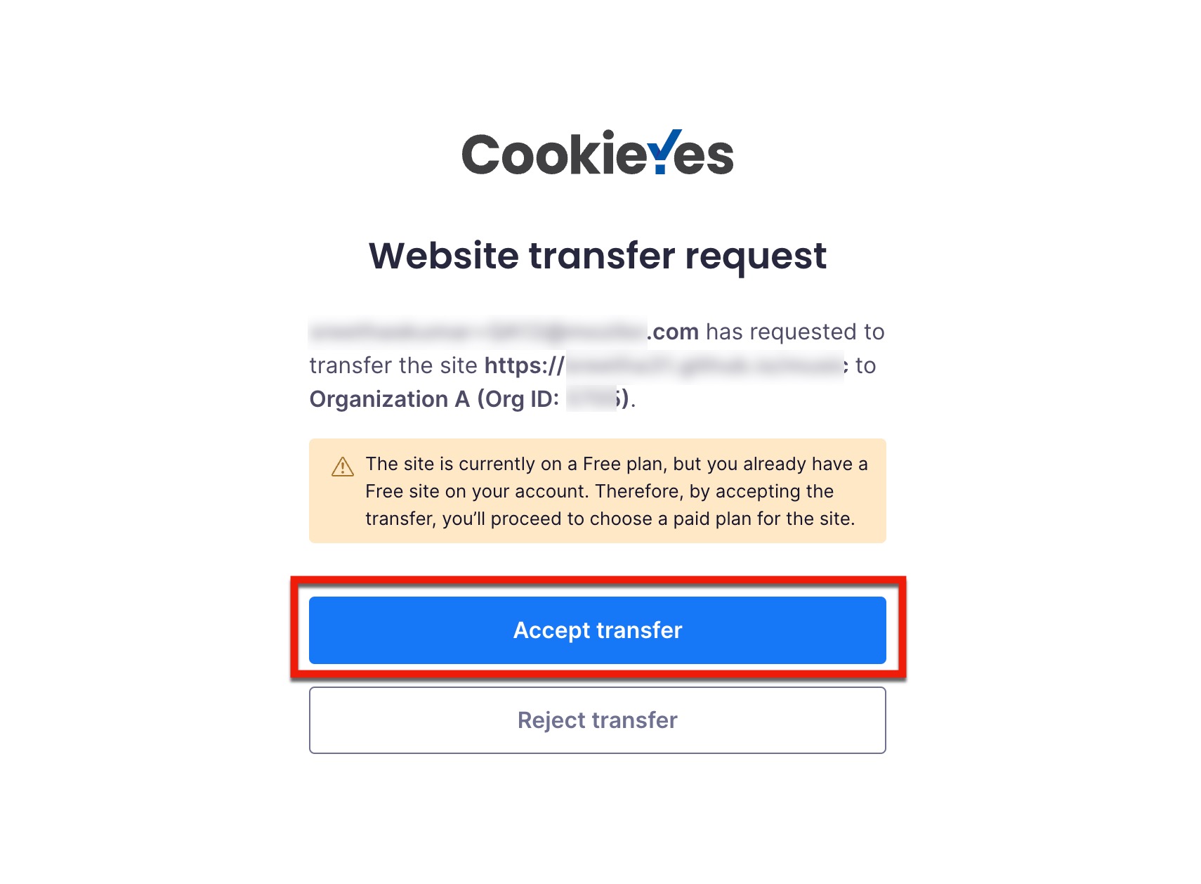 How to Transfer a Site? - CookieYes