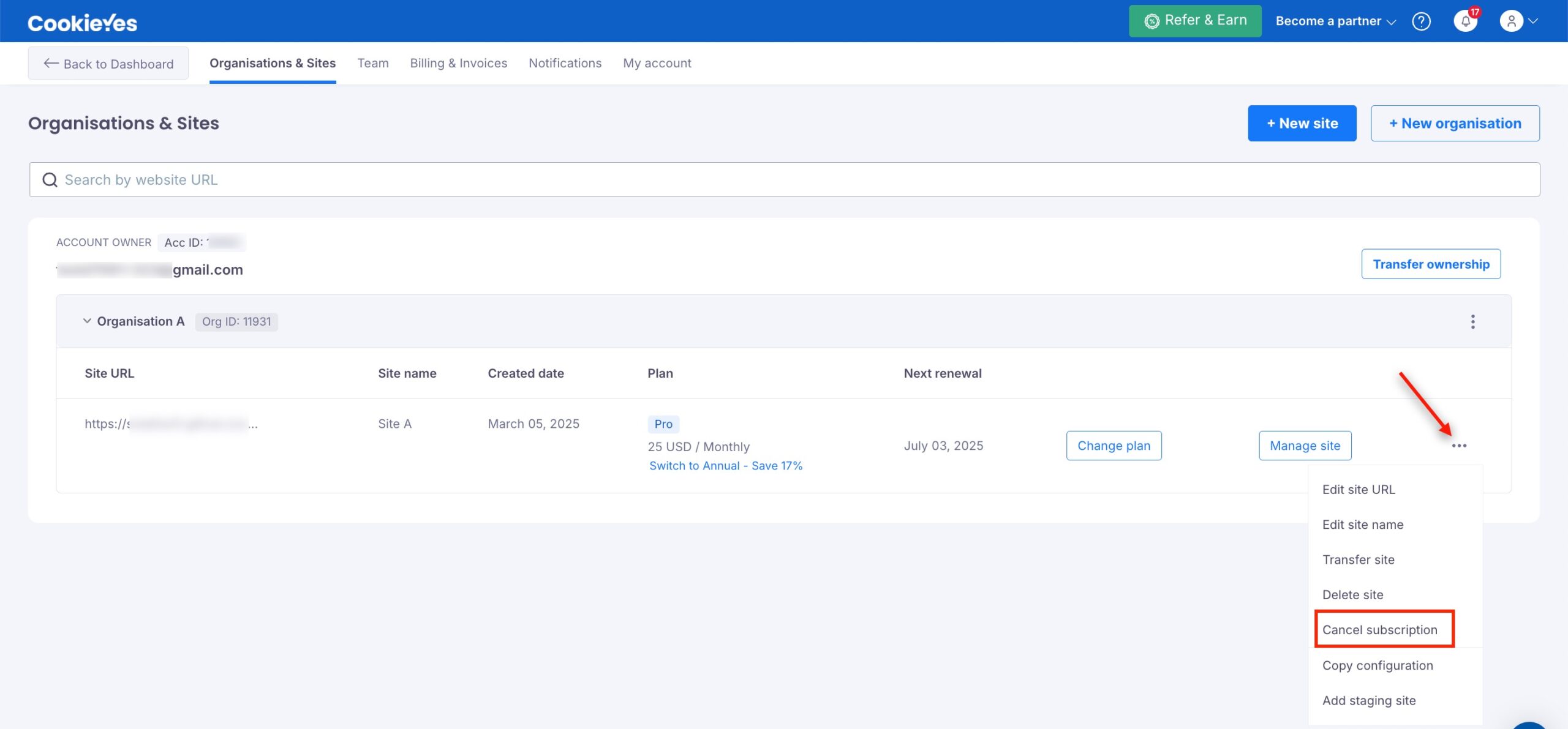 How do I cancel my CookieYes subscription? - CookieYes